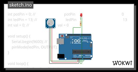 วงจรโปรแกรมการอานค่าอนาล็อกอินพุต Wokwi Esp32 Stm32 Arduino Simulator