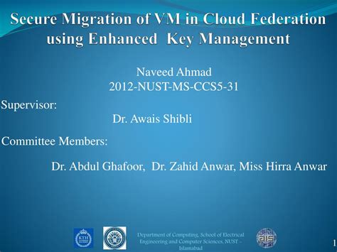 ppt secure migration of vm in cloud federation using enhanced key