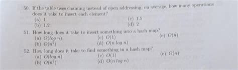 Solved 52 Answer The Following Questions Given A Hash Table