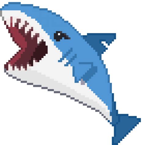 An 8 Bit Retro Styled Pixel Art Illustration Of An Arctic Shark