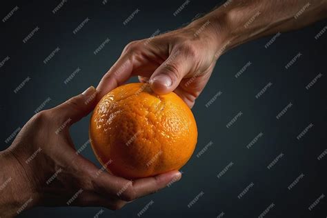 A hand squeezing an orange for juice | Premium AI-generated image