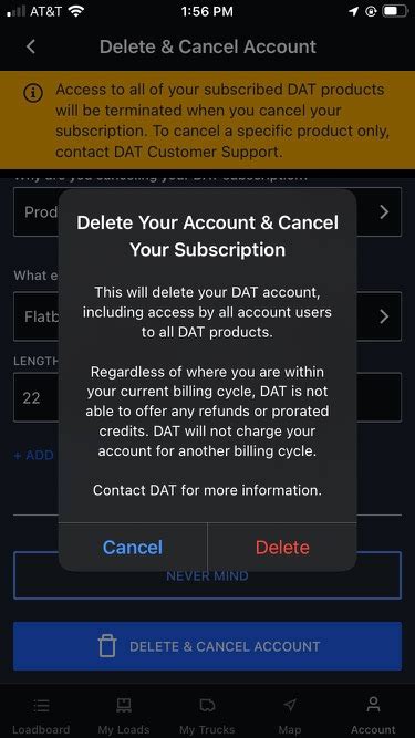 Deleting My Account On Dat One Mobile Welcome To Dat One Help Center