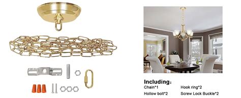Eumyviv 10 Feet Heavy Duty Gold Chain With 5 Light Canopy