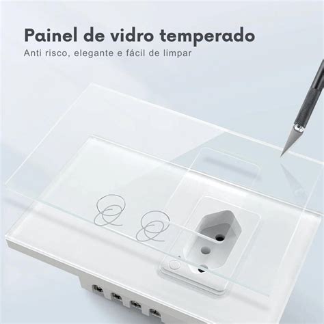 Interruptor C Tomada Smart Wi Touch E Comando De Voz Tuya Compatíve