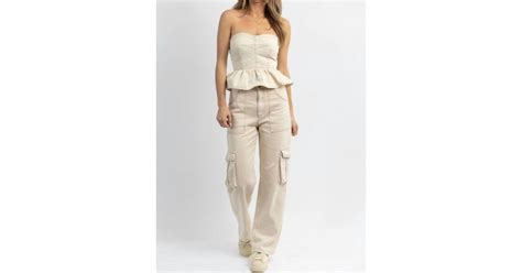 Sofia The Label Tayla Cargo Set In Natural Lyst