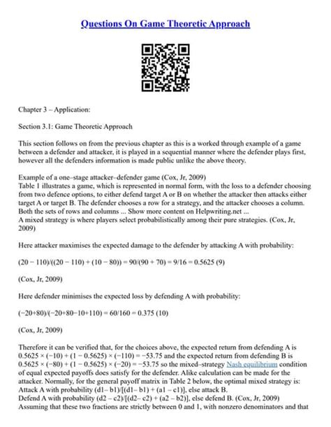 Questions On Game Theoretic Approach Pdf