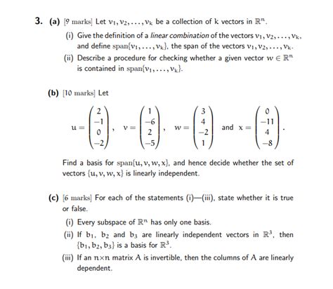 Solved (a) [9 marks ] Let v1,v2,…,vk be a collection of k | Chegg.com
