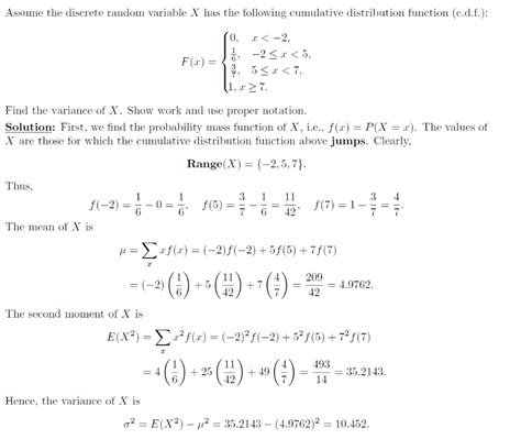 Solved Assume The Continuous Random Variable X Has The