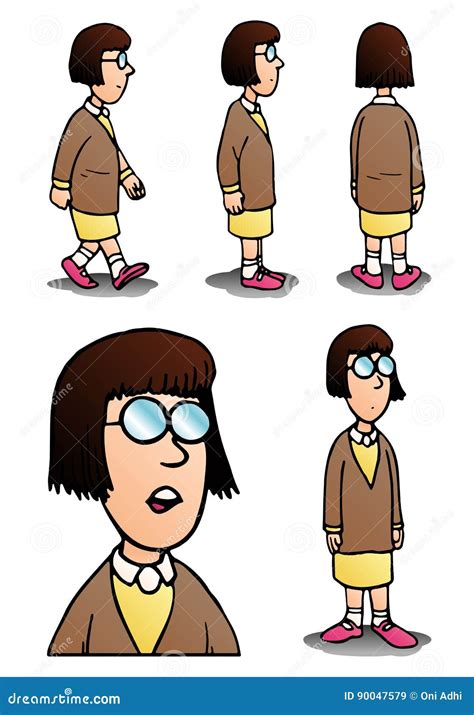 Nerdy Girl Game Sprites Cartoon Vector 69397265