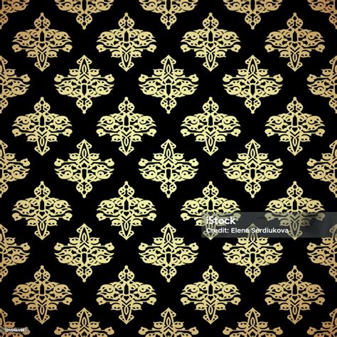 다마스커 블랙 원활한 배경입니다 오리엔탈 럭셔리 장식 모자이크 민족 스타일의 장식 패턴 0명에 대한 스톡 벡터 아트 및 기타 이미지 Istock