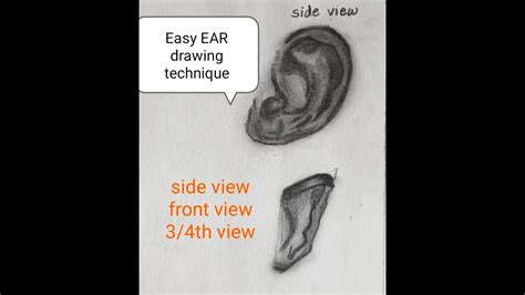Easy Ear Drawing And Shading Step By Step Tutorial Front Side 3