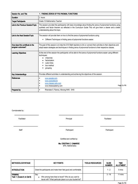Sle Finding Zeros Of Polynomial Functions Final Pdf Zero Of A Function Polynomial