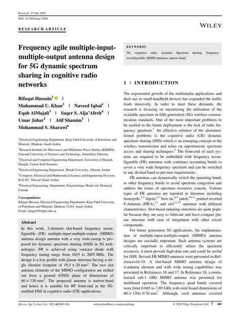 frequency agile multiple‐input‐multiple‐output antenna design for 5g