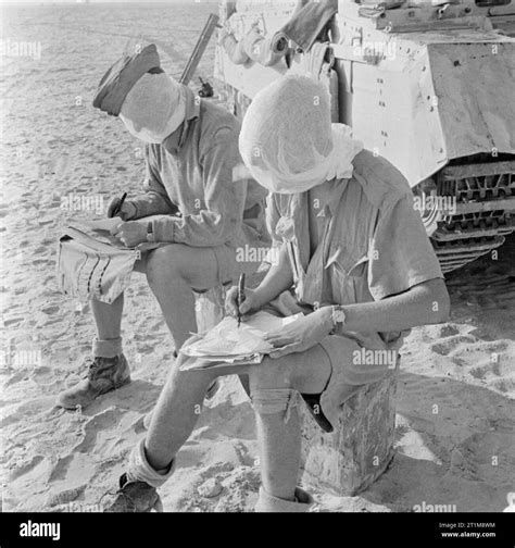 The British Army In North Africa 1942 Two Members Of A Crusader Tanks Crew Write Home Before