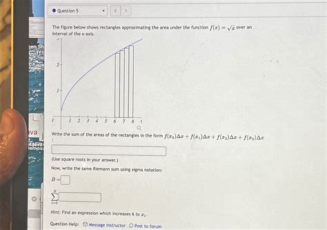 solved the figure below shows rectangles approximating the
