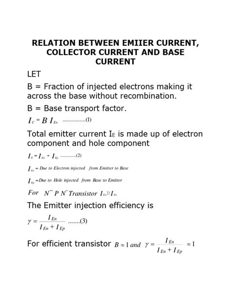 Relation Between Currents In Bjt Pdf Bipolar Junction Transistor