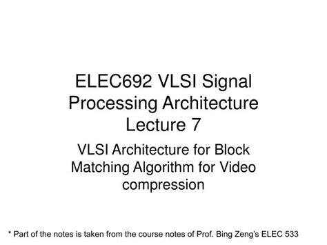 Ppt Elec692 Vlsi Signal Processing Architecture Lecture 7 Powerpoint