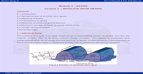 Pdf Lecture 2 Involute Spur Gearsterminology Dokumentips