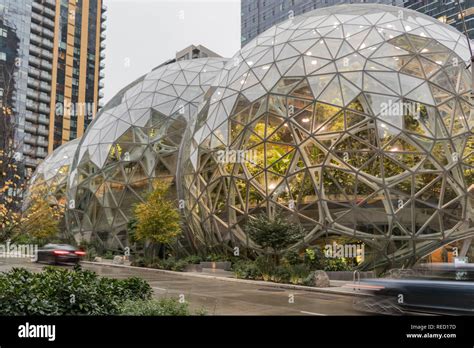 The Spheres At Amazon Headquarters At Downtown Seattle Hi Res Stock