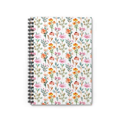Watercolor Floral Spiral Notebook Wildflower Lined Journal Flower