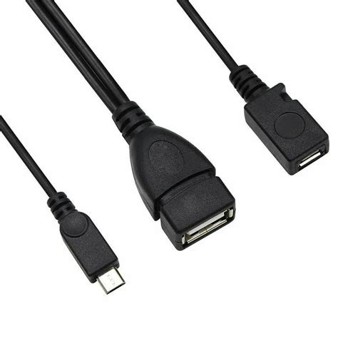 OTG Micro USB To USB Female And Micro USB Female 18cm A UOY 02 Black JakartaNotebook Com