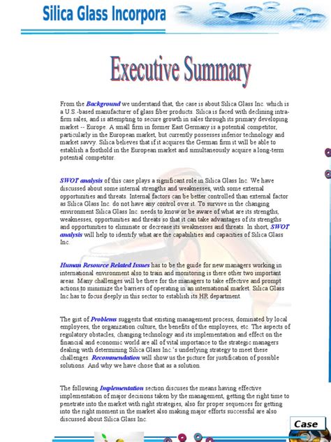 Executive Summary Swot Analysis Strategic Management