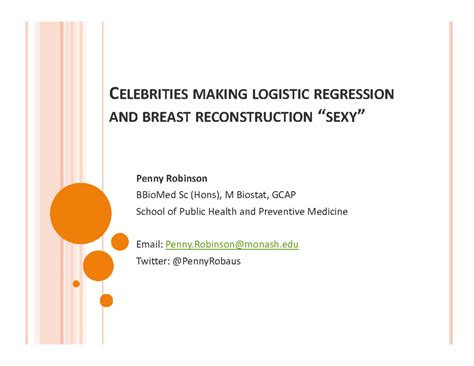 Lecture 20 Biostatistics Celebrities Making Logistic Regression