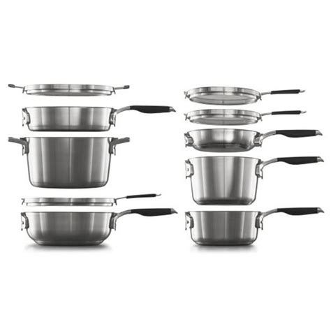 Calphalon Select 10pc Space Saving Stackable Stainless Steel Cookware