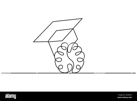 Human Brain Continuous One Line Drawing And Minimalist Style Isolate Outline Vector Illustration