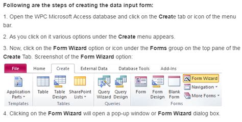 Solved Using The Microsoft Access Form Wizard Create A Data Input