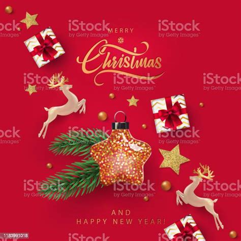 빨간색 배경에 황금 색조의 현대 미니멀 한 스타일의 메리 크리스마스와 새해 복 야 디자인 크리스마스에 대한 스톡 벡터 아트 및