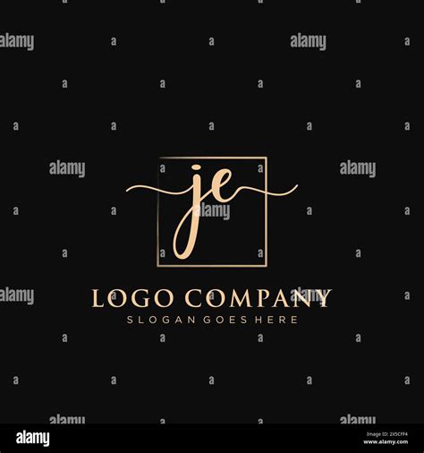 Je Initial Handwriting Logo With Rectangle Stock Vector Image And Art Alamy