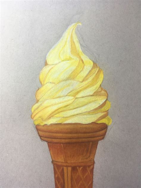 Realistic Ice Cream Cone Drawing In Pastel Pencil Diy Ice Cream Art