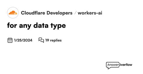 For Any Data Type Cloudflare Developers