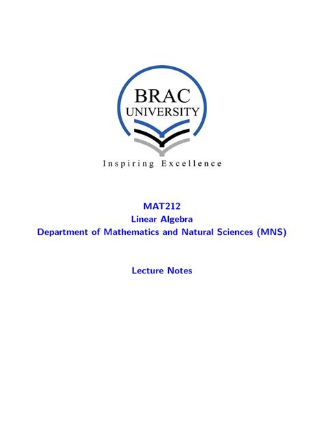 Mat 212 Lecture Notes 2 Pdf Matrix Mathematics Functions And Mappings
