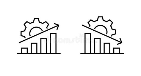 Business Growth And Decline Chart Icon With Gear Productivity