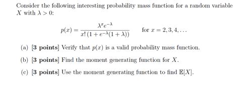 Solved Consider The Following Interesting Probability Mass Chegg