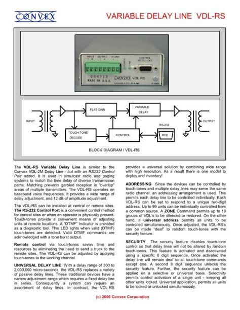 Variable Delay Line Vdl Rs Convex Corporation