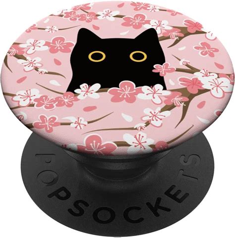 Black Cat In Botanical Flowers Green Floral Pattern Cute