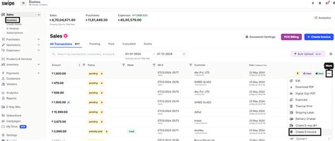 how to create e invoice on web general swipe