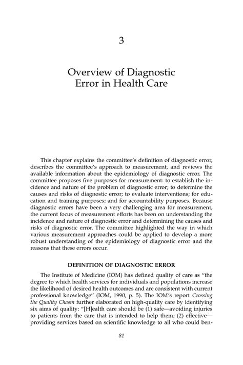 Overview Of Diagnostic Error In Health Care Improving Diagnosis In Health Care The National