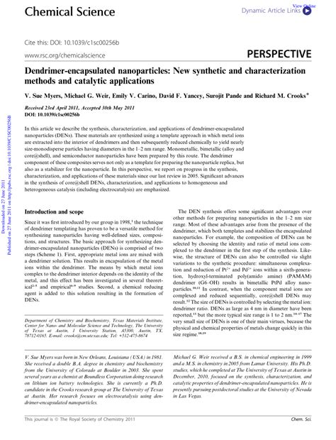 Pdf Cheminform Abstract Dendrimer Encapsulated Nanoparticles New Synthetic And