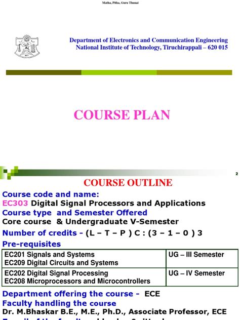 3 course plan ug ec303 dsp pdf digital signal processor