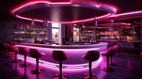 3d 디자인의 빨간색과 보라색 바 카운터가 특징인 현대적인 감각의 우아한 식사 분위기 레스토랑 인테리어 식당 고급스러운 인테리어 배경 일러스트 및 사진 무료 다운로드