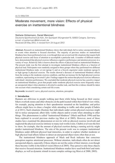 Pdf Moderate Movement More Vision Effects Of Physical Exercise On