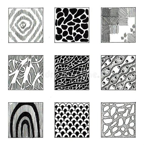 Set Of Texture And Material Patterns Line Graphics Stock Illustration
