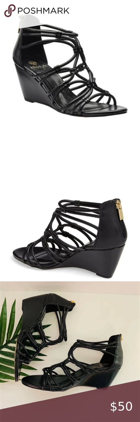 Isola Black Strappy Wedge Sandals Strappy Wedges Black Strappy
