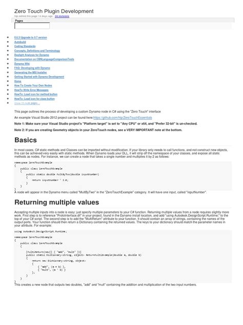 Zero Touch Plugin Development In Dynamo Pdf C Sharp Programming Language C Programming