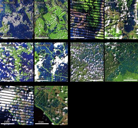 Landsat False Colour Composite Images Red Nir And Swir At Areas