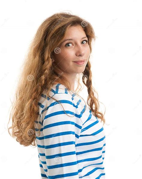 Schönes Mädchen Mit Den Langen Lockigen Haaren Stockbild Bild Von
